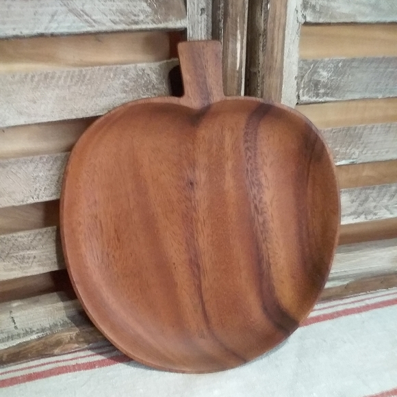Unk | Accents | Wood Monkey Pod Apple Tray Serving Dish Bowl | Poshmark